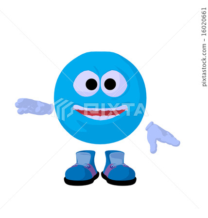 Cute Blue Emoticon Art Illustration - Stock Illustration [16020661] - PIXTA