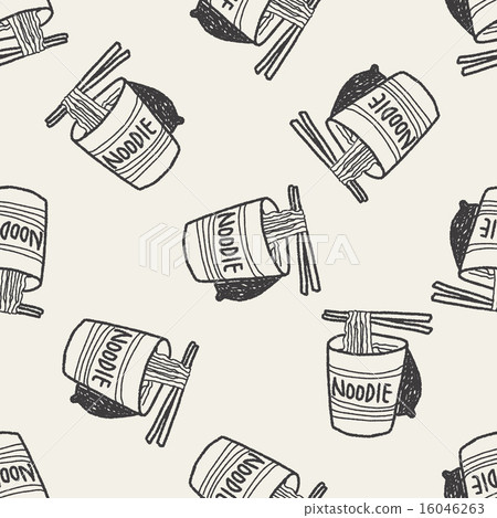 Doodle Noodle seamless pattern background - Stock Illustration ...