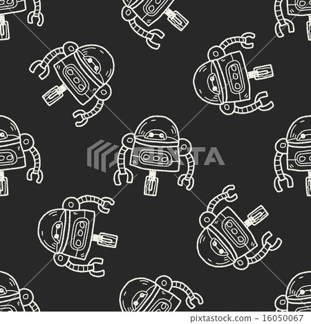 robot doodle seamless pattern background-插圖素材 [16050067] - PIXTA圖庫