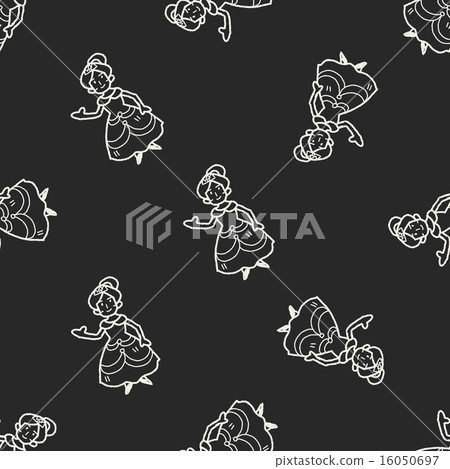 princess doodle seamless pattern background-插圖素材 [16050697] - PIXTA圖庫