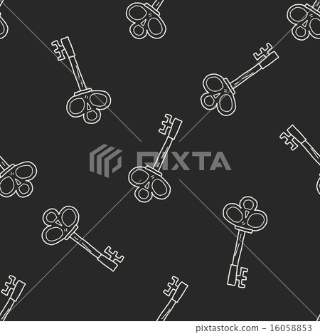 old key doodle seamless pattern background - Stock Illustration ...