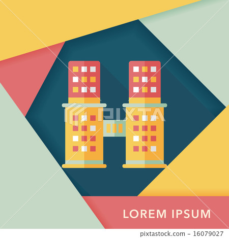 Commercial Building flat icon with long... - Stock Illustration ...