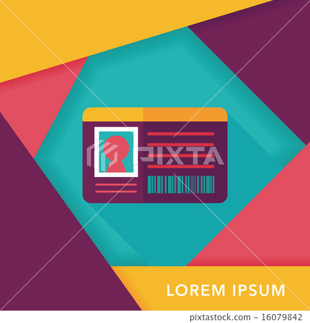 Identification card flat icon with long shadow - Stock Illustration ...