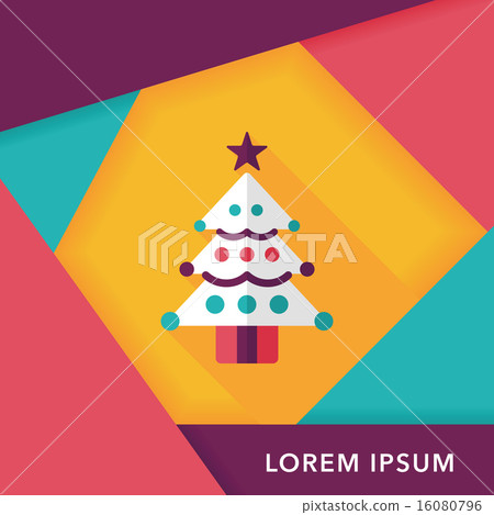 Christmas tree flat icon with long shadow, eps10 - Stock Illustration ...