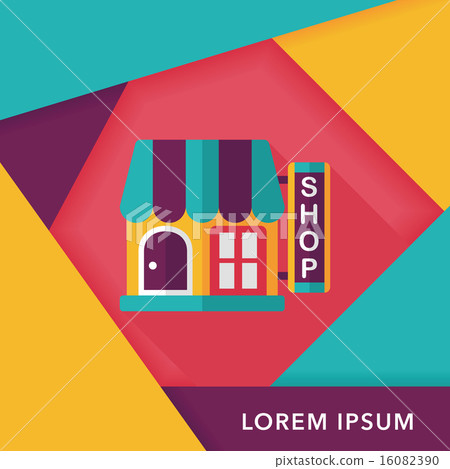 Building shop store flat icon with long... - Stock Illustration ...