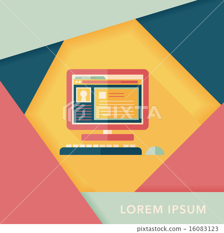 Computer flat icon with long shadow,eps10 - Stock Illustration ...