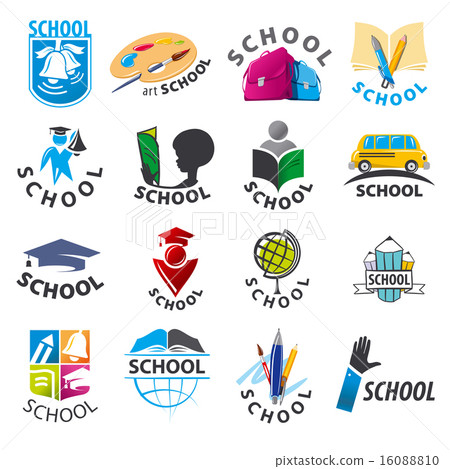 large set of vector logos School - Stock Illustration [16088810] - PIXTA
