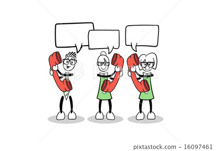 Cute cartoon business people making calls - Stock Illustration ...