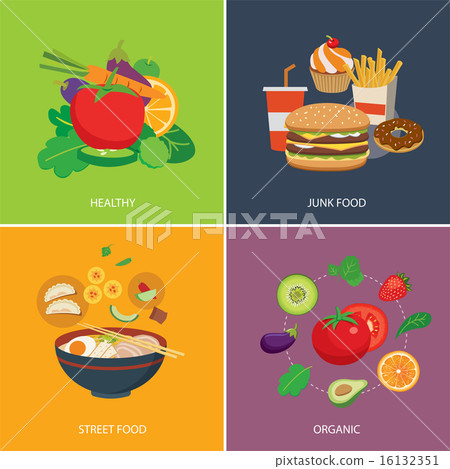 set of flat design concept for food - Stock Illustration [16132351] - PIXTA