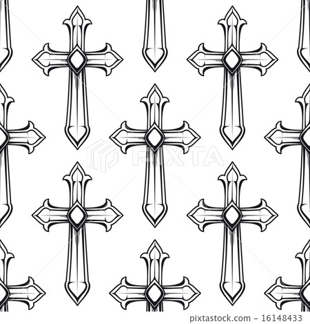 Seamless pattern with vintage catholic crosses - Stock Illustration ...