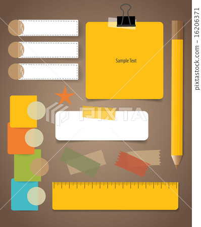 Cute note papers, Business working elements - Stock Illustration ...