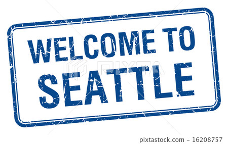 welcome to Seattle blue grunge square stamp - Stock Illustration ...