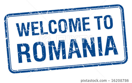 welcome to Romania blue grunge square stamp - Stock Illustration ...