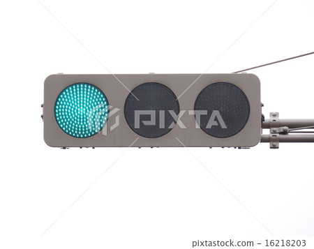 Flat type LED traffic light machine blue - Stock Photo [16218203] - PIXTA