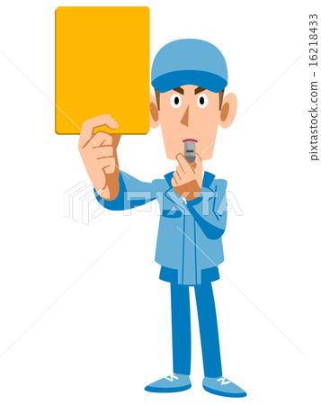 Worker indicating yellow card - Stock Illustration [16218433] - PIXTA