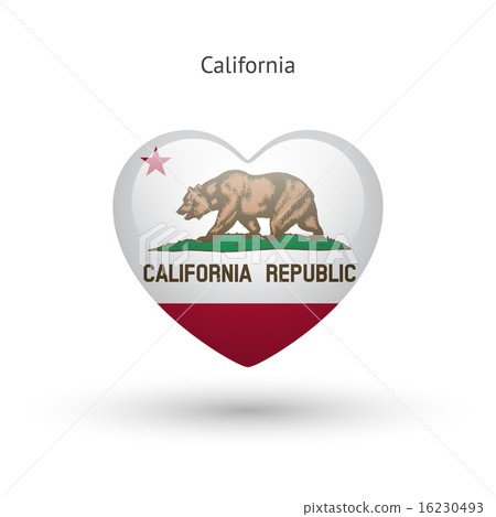 Love California state symbol. Heart flag icon. - Stock Illustration ...