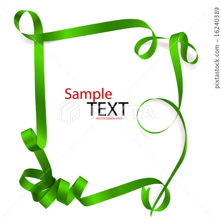 Shiny green ribbon on white background with... - Stock Illustration ...