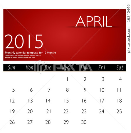 Simple 2015 calendar, April. Vector illustration. - Stock Illustration ...