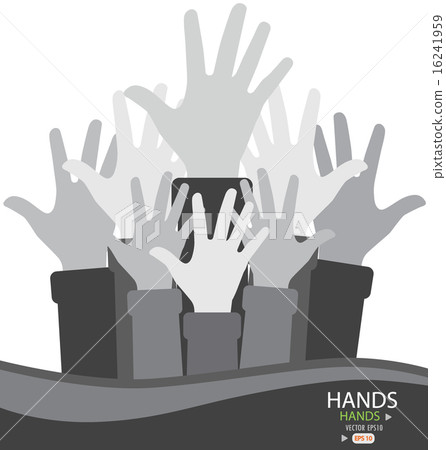 Raised hands. Vector illustration. - Stock Illustration [16241959] - PIXTA