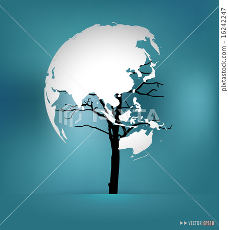 Tree shaped world map. Vector illustration. - Stock Illustration ...