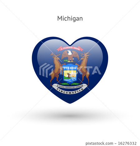 Love Michigan state symbol. Heart flag icon. - Stock Illustration ...