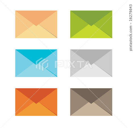 Color mail icon set in flat design style-插圖素材 [16279843] - PIXTA圖庫