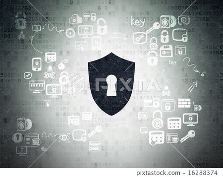 Privacy concept: Shield With Keyhole on Digital... - Stock Illustration ...