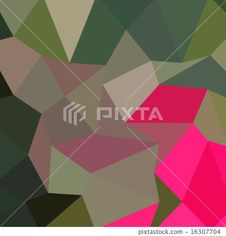 Cerise Red Green Abstract Low Polygon Background - Stock Illustration ...