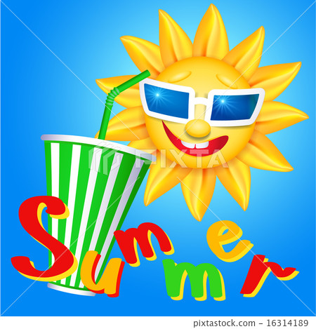 Fun sun and cool drink with straws - Stock Illustration [16314189] - PIXTA