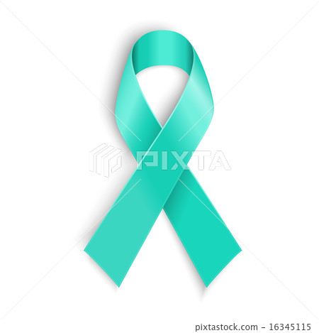 Teal ribbon symbol of scleroderma, ovarian... - Stock Illustration ...