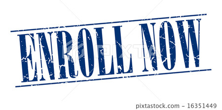 enroll now blue grunge vintage stamp - Stock Illustration [16351449 ...