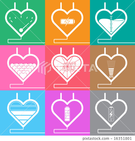 Set of Heart charge level indicators. Vector illus-插圖素材 [16351801 ...