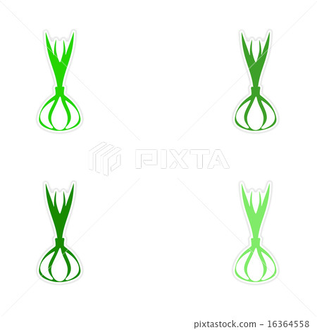 assembly realistic sticker design on paper garlic - Stock Illustration ...