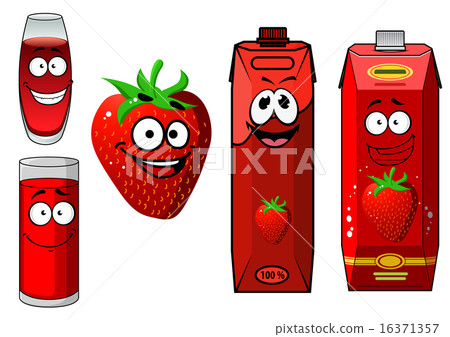 Happy strawberry juice cartoon characters - Stock Illustration ...