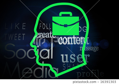 Composite image of briefcase in head-插圖素材 [16391303] - PIXTA圖庫