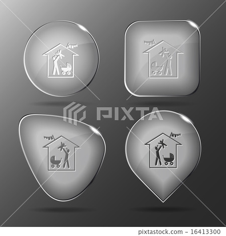 Family home. Glass buttons. Vector illustration. - Stock Illustration ...