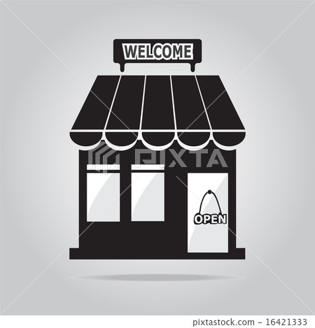 Shop building with welcome sign illustration - Stock Illustration ...