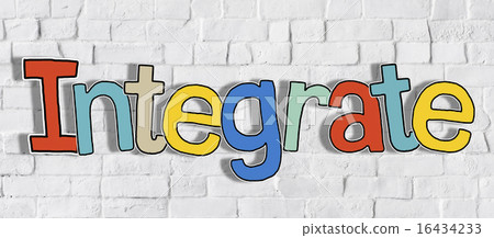 Word Integrate and Brick Wall in the Back - Stock Illustration ...
