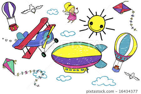 Drawing Artistic Childhood Kids Playful Concept - Stock Illustration ...