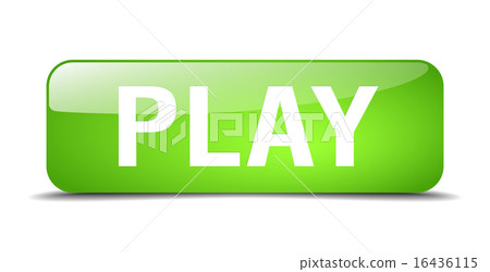 play green square 3d realistic isolated web button - Stock Illustration ...