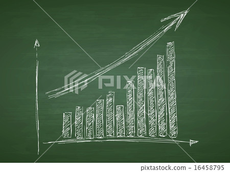 Graph hand drawing with arrow on green chalkboard - Stock Illustration ...