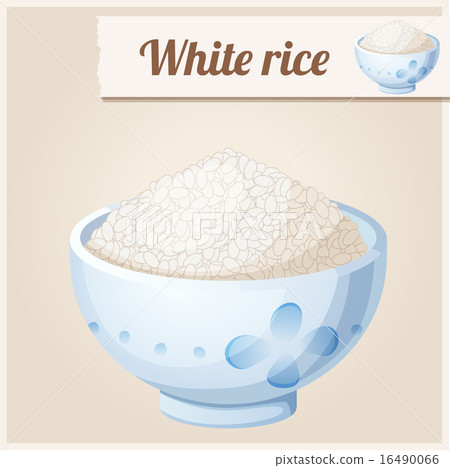 Bowl of white rice. Detailed Vector Icon - Stock Illustration [16490066 ...