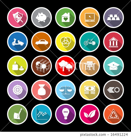 Sufficient economy flat icons with long shadow - Stock Illustration ...