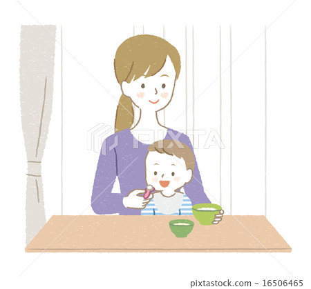 Baby Illustration Eating Rice - Stock Illustration [16506465] - PIXTA