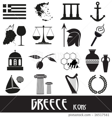 greece country theme symbols and icons set eps10 - Stock Illustration ...