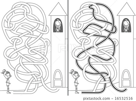 Knight and princess maze - Stock Illustration [16532516] - PIXTA
