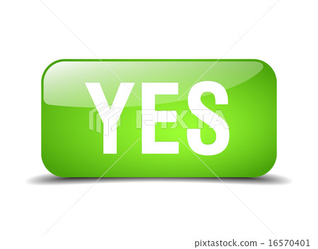 yes green square 3d realistic isolated web button - Stock Illustration ...