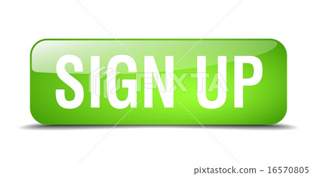 sign up green square 3d realistic isolated button - Stock Illustration ...