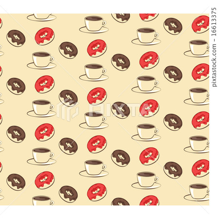 Seamless pattern with donuts and cup of coffee - Stock Illustration ...