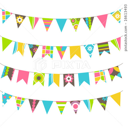 Set of Flat buntings garlands flags with ornament - Stock Illustration ...